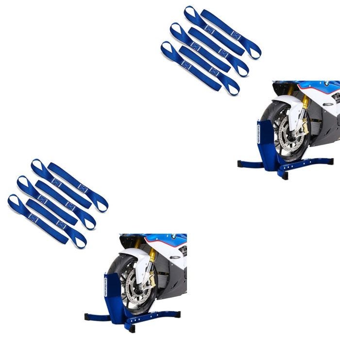 ,2x Set: Wheel Chock Easy-Plus Front Stand up to 21 Inch blue + Lashing ...